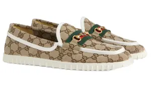 Gucci Gg Supreme Driving Shoes - Beige/ebony