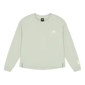 NEW BALANCE Embroidered Logo Knit Crewneck Long Sleeve T-shirt - Light Green