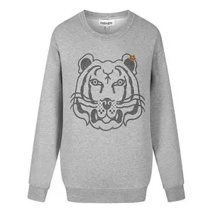 Kenzo Tiger Head Cotton Hoodie - Grey