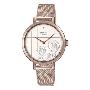 Casio Sheen Peony Motif Analog Watch With Sapphire Crystal