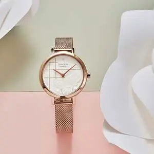 Casio Sheen Peony Motif Analog Watch With Sapphire Crystal