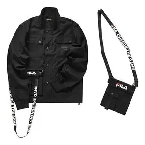 FILA FUSION Stand Collar Woven Jacket With Multiple Cargo Pockets - Black