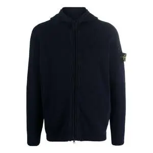 Stone Island Zip-up Hooded Cardigan - Black