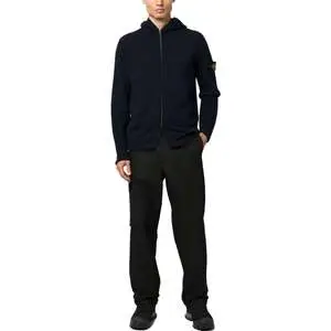 Stone Island Zip-up Hooded Cardigan - Black