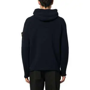 Stone Island Zip-up Hooded Cardigan - Black