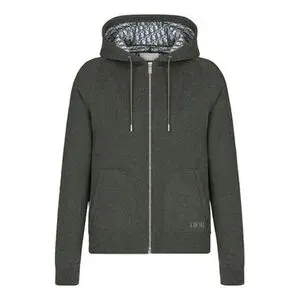 Dior Cashmere Blend Knit Hooded Zip-up Jacket - Tan