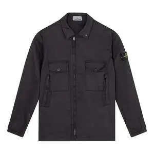Stone Island Cotton Zip-up Overshirt - Black