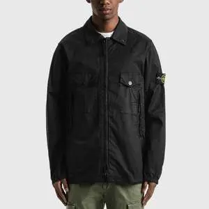 Stone Island Cotton Zip-up Overshirt - Black