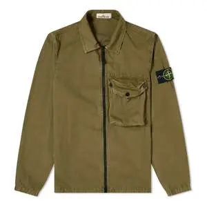 Stone Island Zip Pocket Overshirt - Olive Green