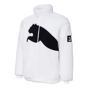 PUMA Sherpa Jacket With Large Logo And Contrasting Colors - White