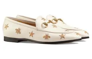 Gucci Jordaan Embroidered Leather Loafers