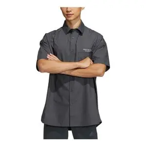 Adidas Back Alphabet Printing Pattern Lapel Short Sleeve Gray Shirt - Default Colorway