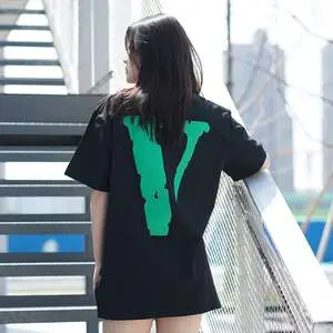 VLONE Large V Alphabet Short Sleeve Tee 'black Green - Black/green
