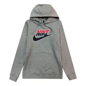 Nike Pullover Hoodie With Graphic Logo - Grey