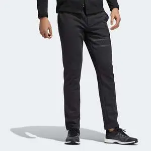 Adidas Solid Color Button Slim Fit Sports Pants Black