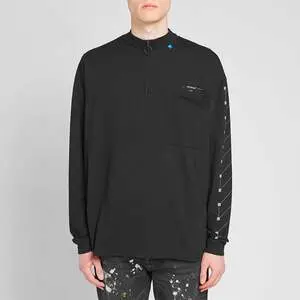 Off-White Cotton High Collar Long Sleeve Shirt With Graphic Detailing
