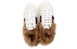 Gucci Ace Wool Embroidered Bee Sneakers - White/black/red