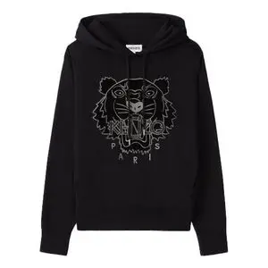 Kenzo Tiger Head Embroidered Hoodie - Black