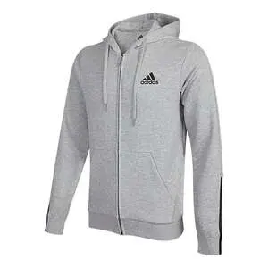 Adidas Knit Hooded Jacket With Logo Printing - Light Grey
