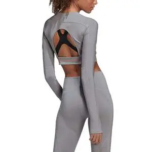 Adidas By Stella Mccartney Truestrength Cropped Long Sleeve - Grey