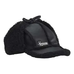 Supreme Shearling Lined Earflap Cap - Black