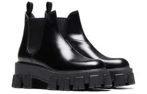 Prada Monolith Brushed Leather Chelsea Boots