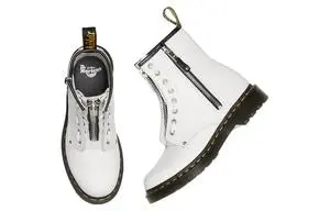Dr. Martens 1460 Double Zip Leather Lace Up Boots - White