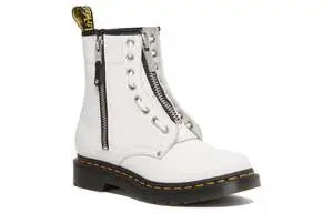 Dr. Martens 1460 Double Zip Leather Lace Up Boots - White