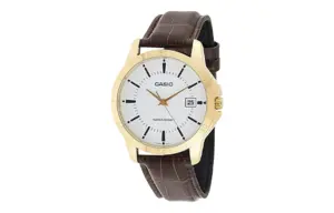 Casio Couple Quartz Analog Watches With Leather Straps - White