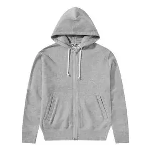 Play Comme Des Garcon Heart Back Emblem Hooded Zip Up - Grey