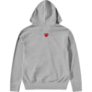 Play Comme Des Garcon Heart Back Emblem Hooded Zip Up - Grey