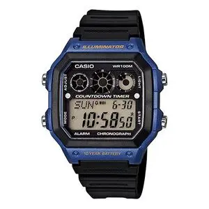 Casio Digital Watch With Countdown Timer And Chronograph - Black/blue