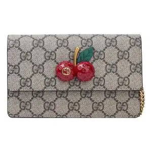Gucci Mini Shoulder Bag With Cherry Embellishment - Khaki