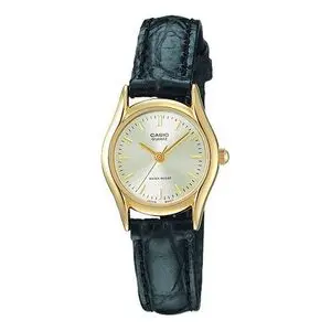 Casio Analog Leather Watch - Black