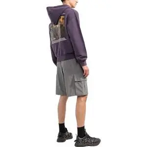 Off-White Character Pattern Slogan Printing Hoodie - Aubergine