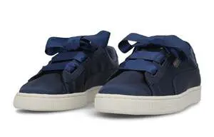 PUMA Basket Heart Tween Sneakers With Bow Detailing - Blue