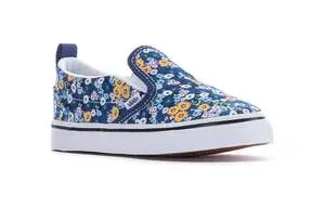 VANS Floral Print Slip-on Low Top Sneakers - Blue/yellow