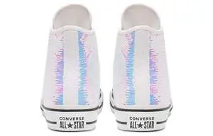 CONVERSE Chuck Taylor All Star High Top Sequined Sneakers - Silver/white