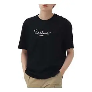 FILA Casual Sports Breathable Knit Round Neck Short Sleeve - Black