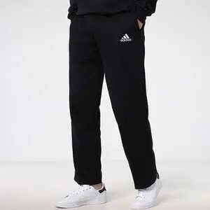 Adidas Casual Sports Fleece Lined Running Knit Straight Long Pants - Black