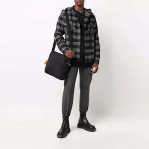 Off-White Arrow Flannel Plaid Crossover Long Sleeves Shirt