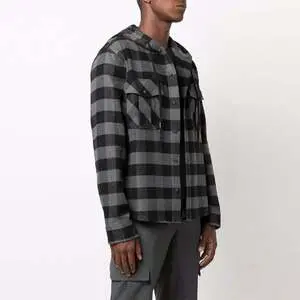 Off-White Arrow Flannel Plaid Crossover Long Sleeves Shirt