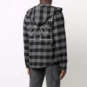 Off-White Arrow Flannel Plaid Crossover Long Sleeves Shirt