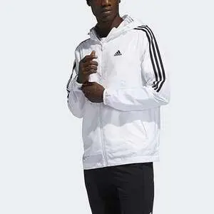 Adidas Sporty Zip-up Hooded Jacket With Striped Details