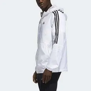 Adidas Sporty Zip-up Hooded Jacket With Striped Details