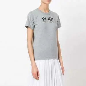 Play Comme Des Garcon Play Comme Des Garcons Short Sleeve T-shirt With Heart Graphic - Grey