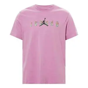 JORDAN Sport Dna Flying Casual Logo Sports Round Neck Solid Color Short Sleeve Pink T-shirt - Multi-color