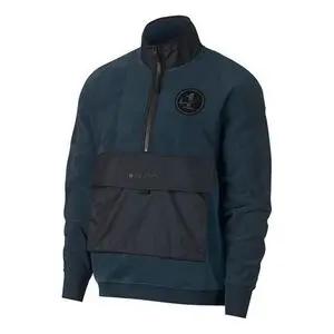 Nike Splicing Polar Fleece Stand Collar Pullover - Green