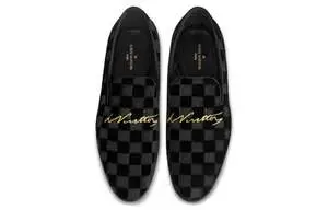 LOUIS VUITTON Auteuil Velvet Loafers - Black/grey/gold