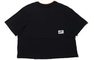 Nike Logo Splicing Short Sleeve - Black